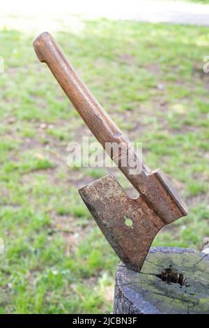 Vintage rusted axe isolated on white background Stock Photo - Alamy