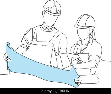 Continuous line drawing of a workspace Stock Vector Image & Art - Alamy
