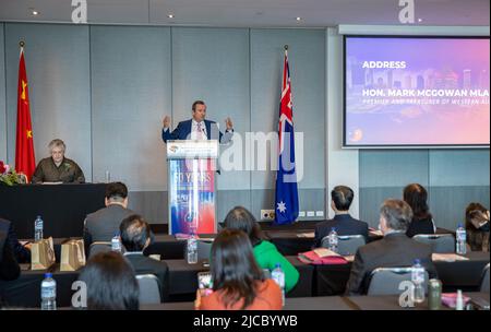 Western Australia Premier Mark McGowan speaks to the media during a ...