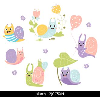 Mother Snail and Baby Snail Cartoon Clipart Stock Vector Image & Art ...