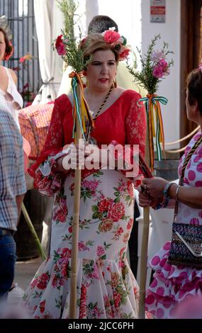 The villagers of Comares pueblo taking part in their annual romeria or ...