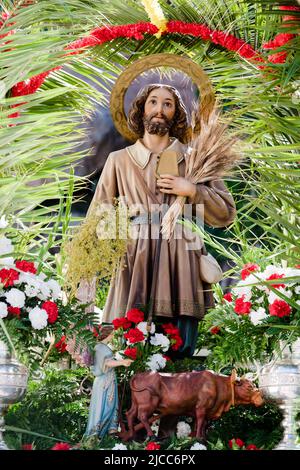 The villagers of Comares pueblo taking part in their annual romeria or ...