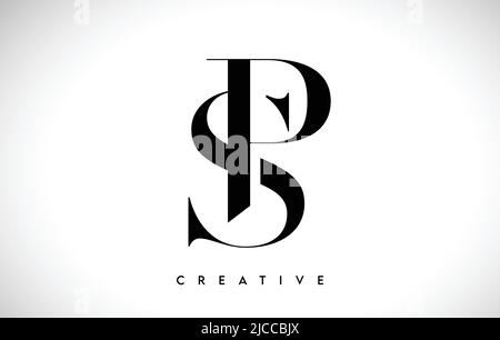 SP Artistic Letter Logo Design with Creative Serif Font in Black and ...