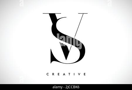SV Letter Logo Design with Serif Typography Font and Elegant Modern ...