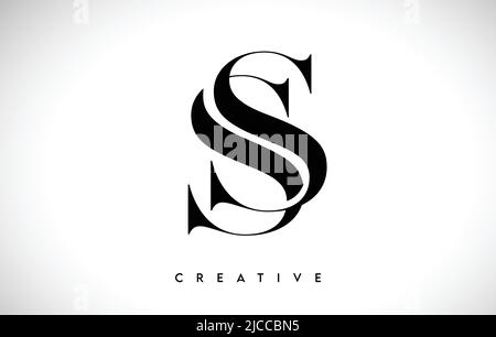 SS Artistic Letter Logo Design with Creative Serif Font in Black and ...