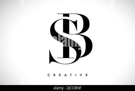 SB Artistic Letter Logo Design with Creative Serif Font in Black and ...