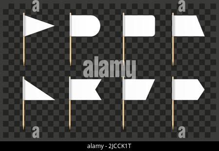 Toothpick flags isolated on wood stick with white paper. Realistic ...