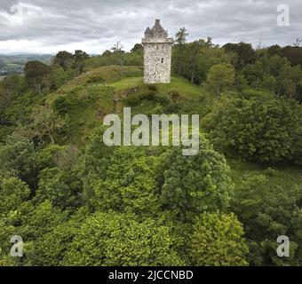 Fatlips Castle at the top of Minto Crags near the village of Denholm in ...