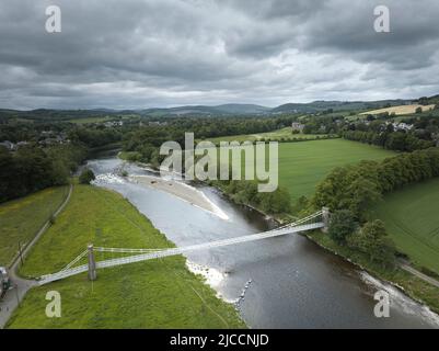 Suspension bridge, Gattonside Suspension Footbridge, over the River ...