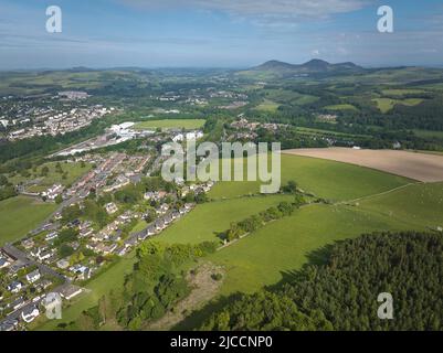 Aerial view from Gala Hill in Galashiels looking towards the Town ...