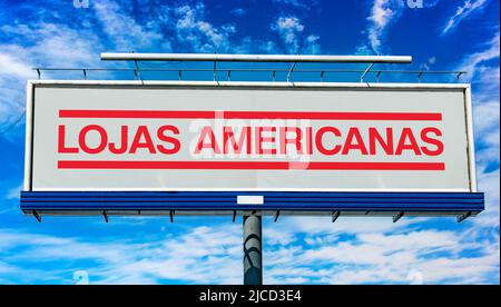 Advertisement billboard displaying logo of Lojas Americanas Stock Photo ...