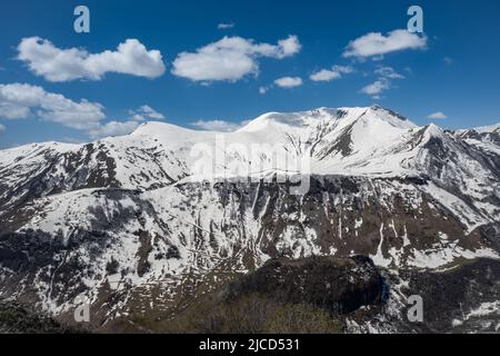 caucasus mountains high mountain peaks covered with snow and with ...