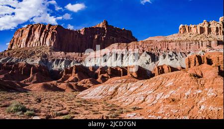 Layered clay and stone geological formations in Canyonlands NP is in ...