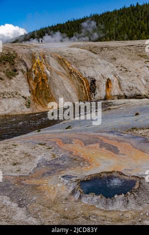 Boiling water bubbler Geyser. Active geyser with major eruptions ...