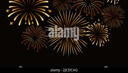 Image of exploding gold fireworks scrolling on black background Stock Photo - Alamy