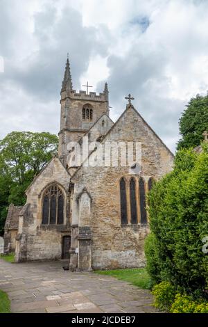 Castle Combe: St Andrew’s Church, Cotswold stone cottages and wisteria ...