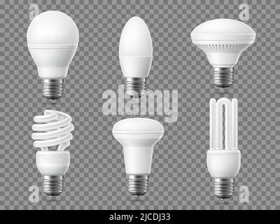 Led lamps, fluorescent light 3d vector bulbs, luminescence illumination ...
