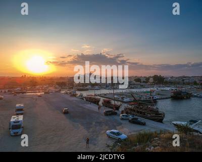 The Marina of Katerini, Pieria. View over seaside town Paralia Katerini ...