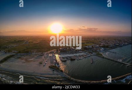 The Marina of Katerini, Pieria. View over seaside town Paralia Katerini ...