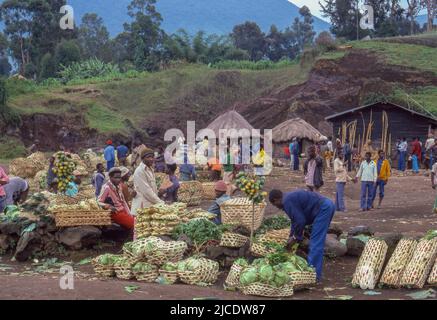 Marketplace in village of Rumangabo, Zaire (now Democratic Republic of ...