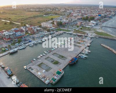 The Marina of Katerini, Pieria. View over seaside town Paralia Katerini ...