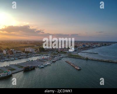 The Marina of Katerini, Pieria. View over seaside town Paralia Katerini ...