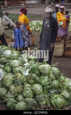 Marketplace in village of Rumangabo, Zaire (now Democratic Republic of ...