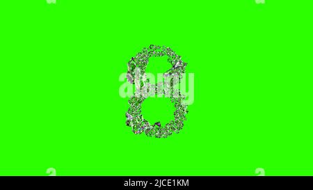 lighting transparent brilliants font - number 8 on chroma key screen ...