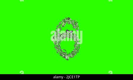 glowing clear diamonds font - number 2 on green screen, isolated ...