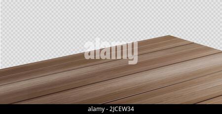 Dining wooden table top, corner perspective realistic vector ...