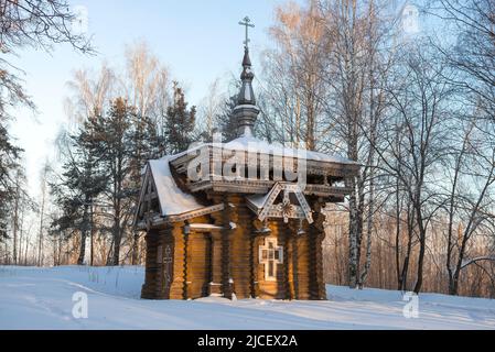 Old wooden chapel of St. Isaac of Dalmatia (1881), Vytegra Stock Photo ...