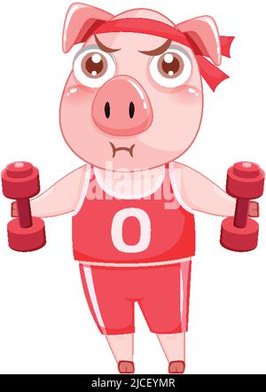 Cute pig cartoon character working out illustration Stock Vector Image ...