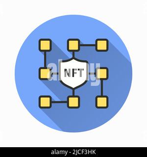 NFT icon. Simple illustration with long shadow for graphic and web ...