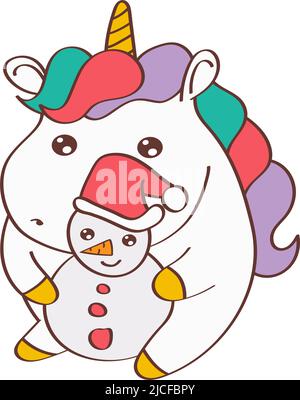 Cute Plump Christmas Unicorn Clipart Isolated on White Background ...