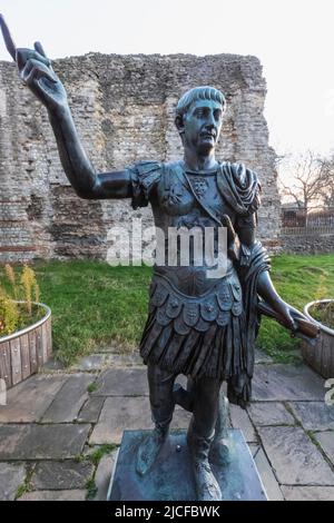 Bronze Statue of Roman Emperor Trajan London Wall Tower Hill Stock ...