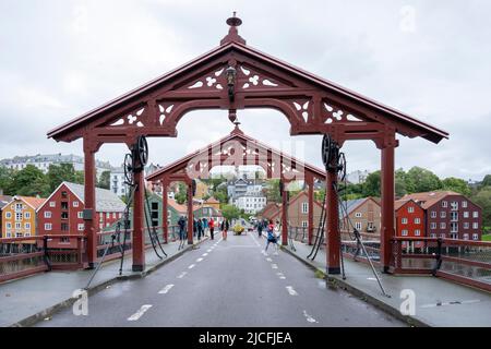 Norway, Trondelag, Trondheim, the wooden bridge Gamle Bybroen Stock ...