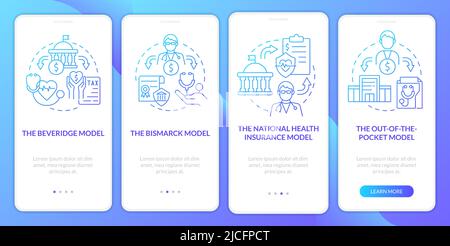 Insurance types blue gradient onboarding mobile app screen Stock Vector ...