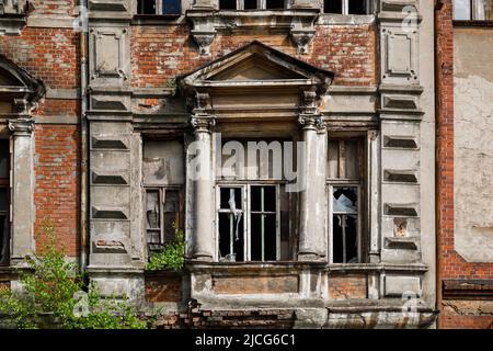 The facade of the old abandoned building of the Koenigsberg State Amber ...