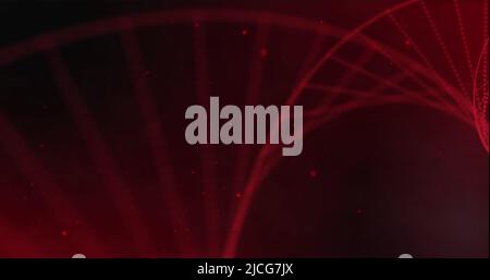 Image of red strand spinning with red spots on light on black ...