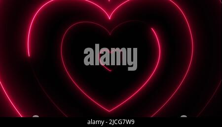 Image of neon hearts over black background Stock Photo - Alamy