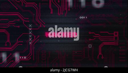 Image of interference over hacked text, data processing and computer circuit board Stock Photo ...