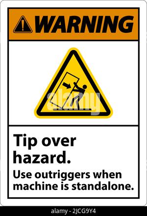 Warning Tip Over Hazard Use Outriggers Label On White Background Stock ...