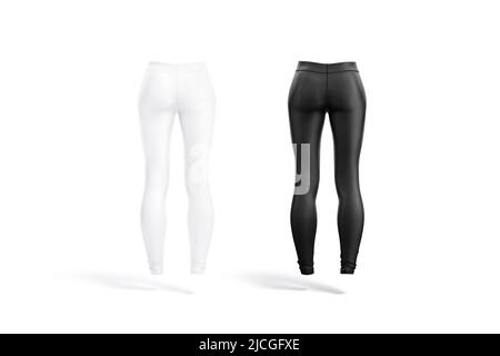 Blank white women sport leggings mockup, front and back view Stock ...