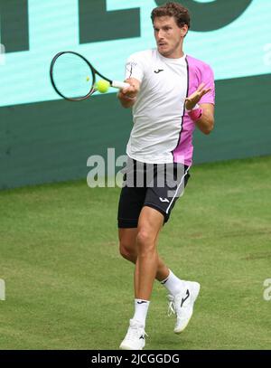 Pablo Carreno Busta of Spain plays a shot during match three of the ...