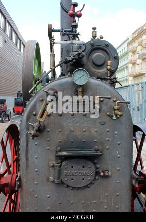 A historical portable steam engine Ransomes, Sims & Jefferies that sits ...