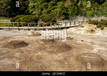 Cooking in a natural steam hole Stock Photo - Alamy