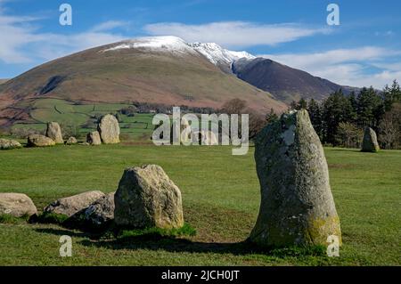 A snow capped Blencathra near Threlkeld in winter, Lake District ...