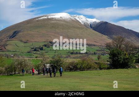 A snow capped Blencathra near Threlkeld in winter, Lake District ...