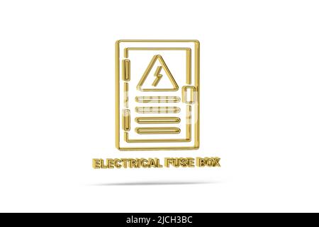 Golden 3d electric fuse icon isolated on white background - 3d render ...