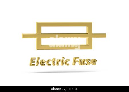 Golden 3d electric fuse icon isolated on white background - 3d render ...